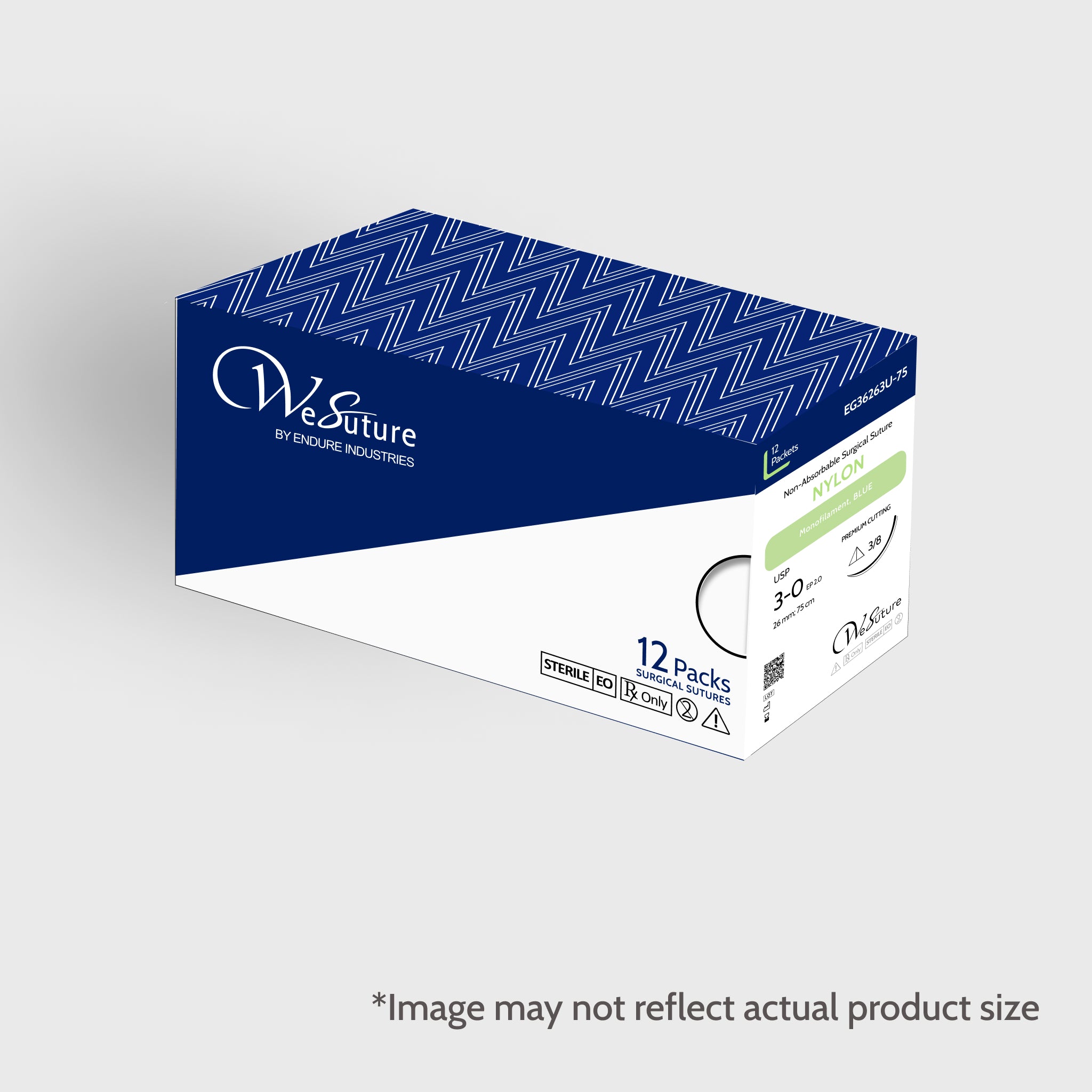 5 0 NYLON Sutures, 3/8 PRC | Blue | 13mm; 60cm – WeSuture